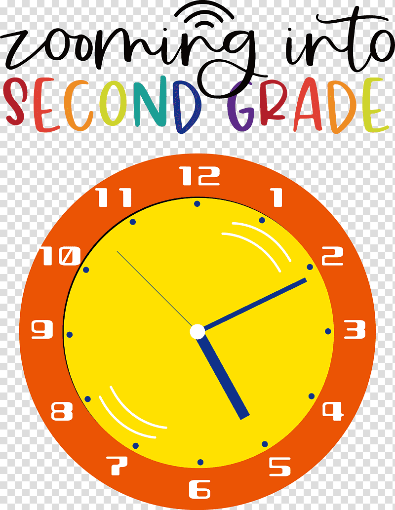 Back To School Second Grade Clock Wall Clock Yellow Line Meter 
