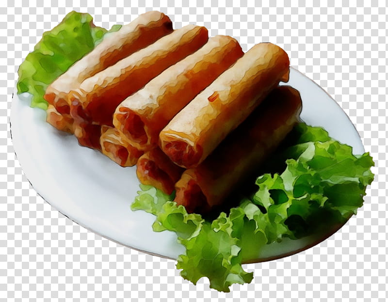 Spring roll popiah chả giò breakfast sausage taquito, Watercolor, Paint ...